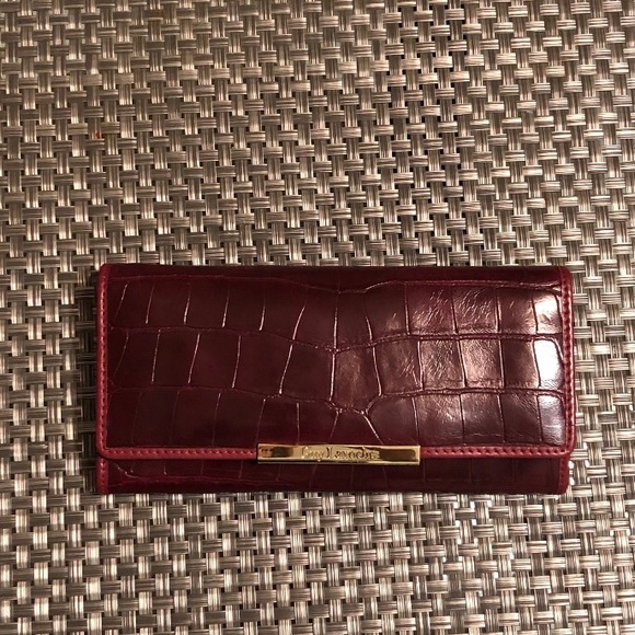 Guy Laroche | Bags | Nwt Guy Laroche Merlot Red Croc Embossed Long ...